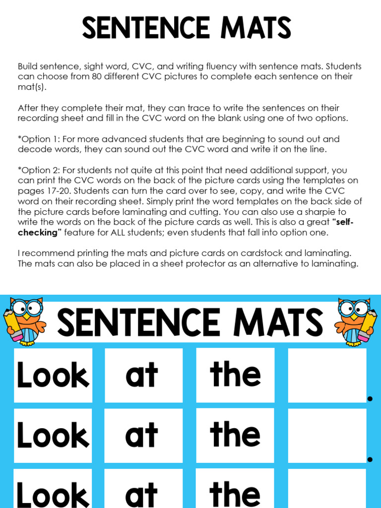 Sentence Mats: "Self Checking" | PDF