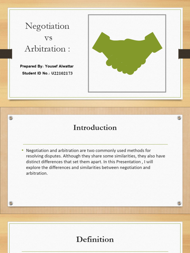 Differences and Similarities Between Negotiation and Arbitration | PDF | Arbitration | Negotiation