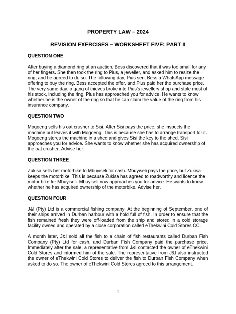 Worksheet 5 - Revision Exercises Part II | PDF