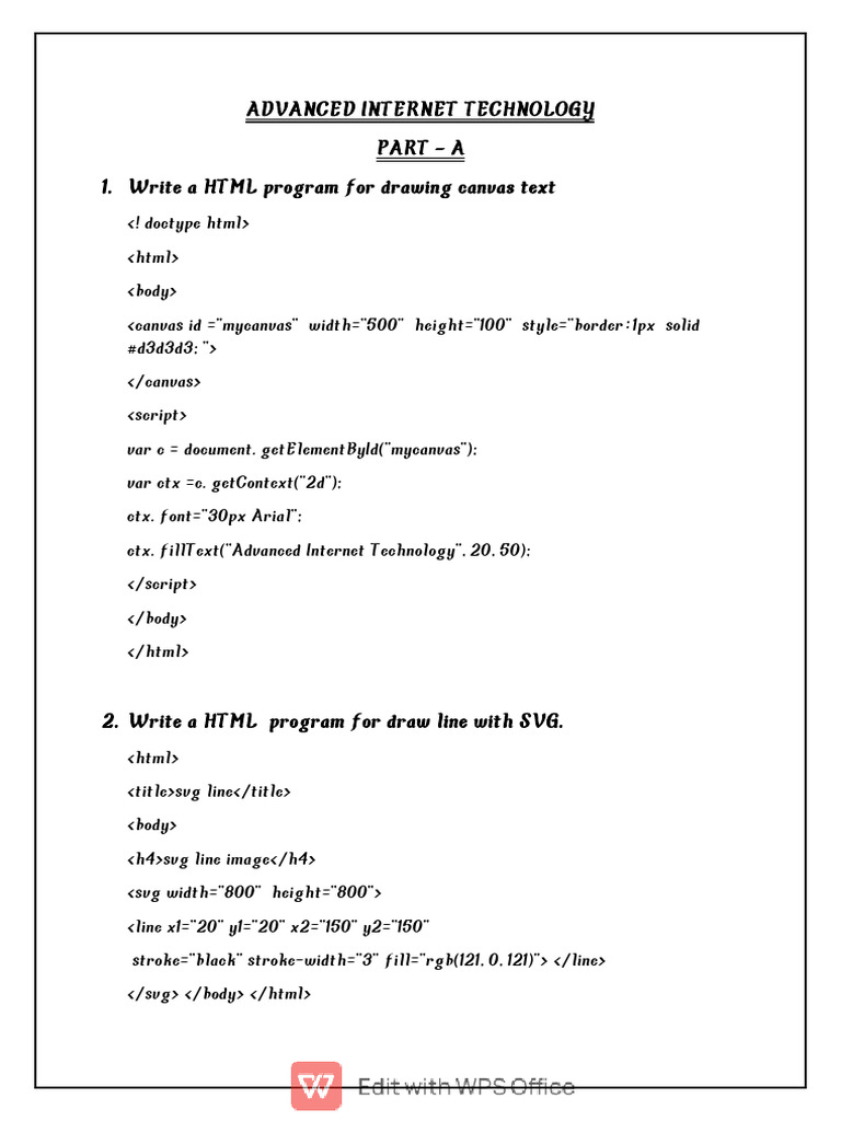 Ait Part A Lab Programs Pdf World Wide Web Consortium Standards 6536