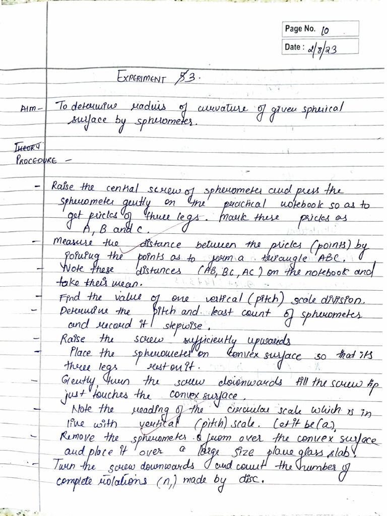 Exp 3 Spherometer. | PDF