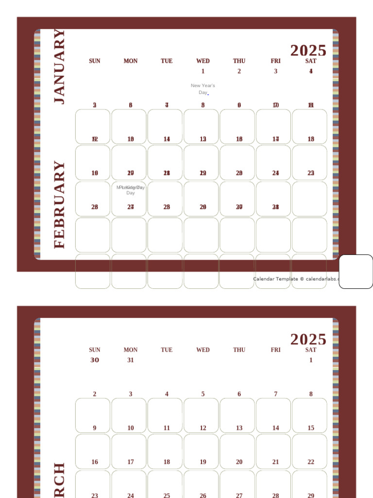 2025-monthly-calendar-template-large-boxes | PDF | Observances ...