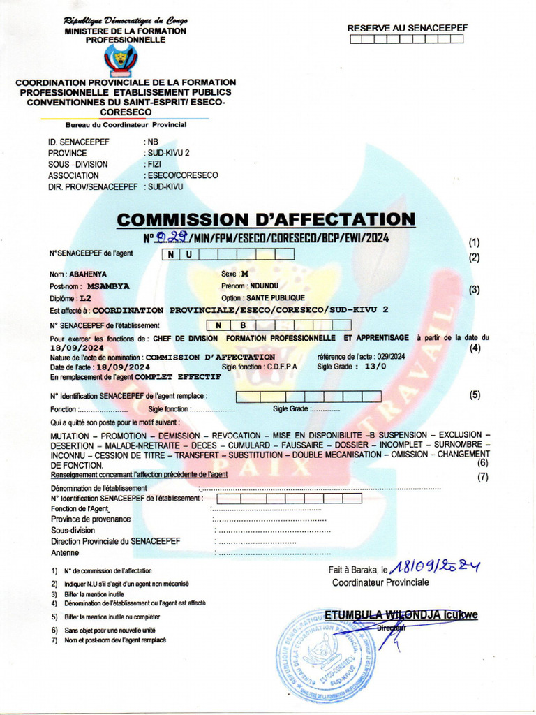 Commission D'affectation | PDF
