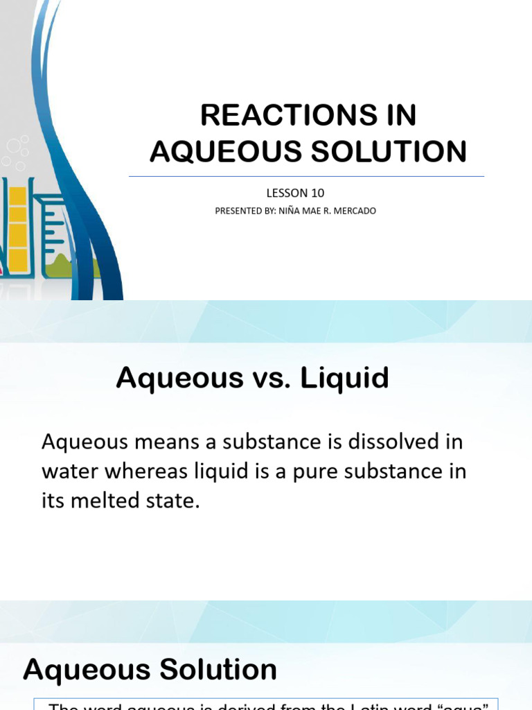 Reactions in Aqueous Solution | PDF | Precipitation (Chemistry) | Ion