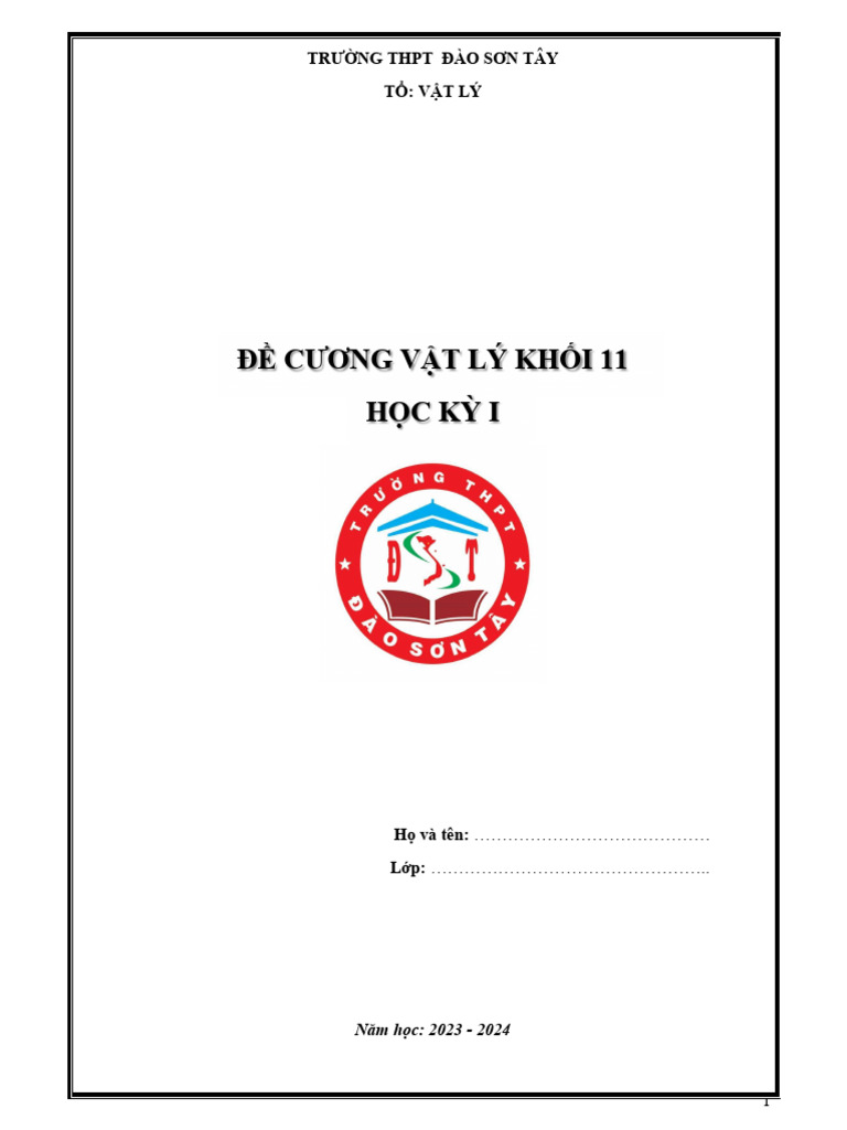 k11 Tai Lieu Hoc Tap Vat Ly hk1 2324 - 492023124445 | PDF