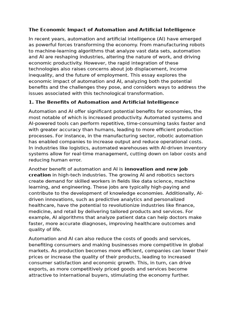 Economic Impact of Automation & AI | PDF | Automation | Artificial ...