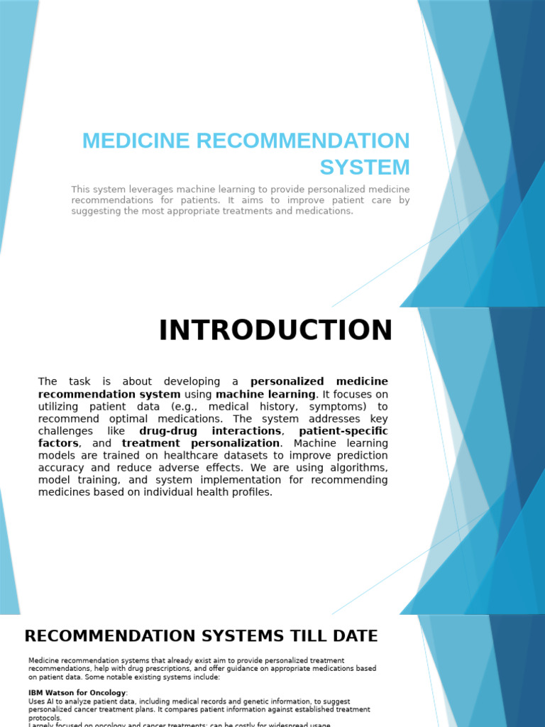 Medicine Recommendation System | PDF | Personalized Medicine | Machine ...