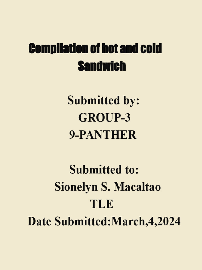 Hot and Cold Sandwich Recipes Compilation | PDF