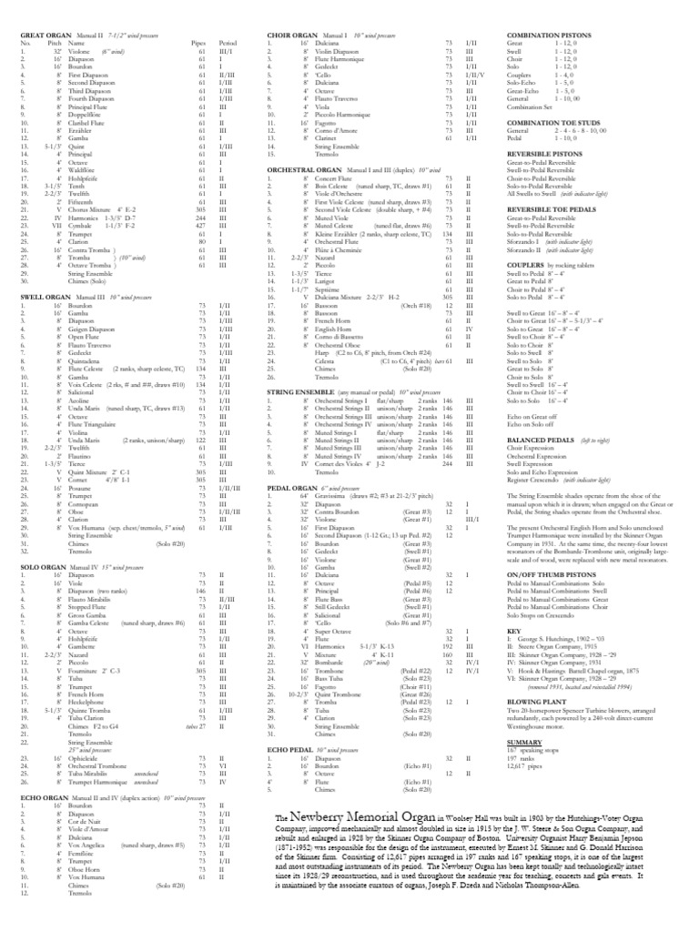 Organ Specifications and Features Guide | PDF | Musical Instruments ...