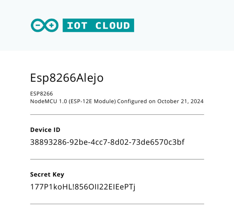 Arduino Device Secret Key | PDF