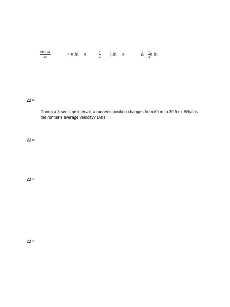 2a) +Displacement,+Velocity,+and+Acceleration+WS#1+ (Kin WS1) | PDF | Acceleration | Physics