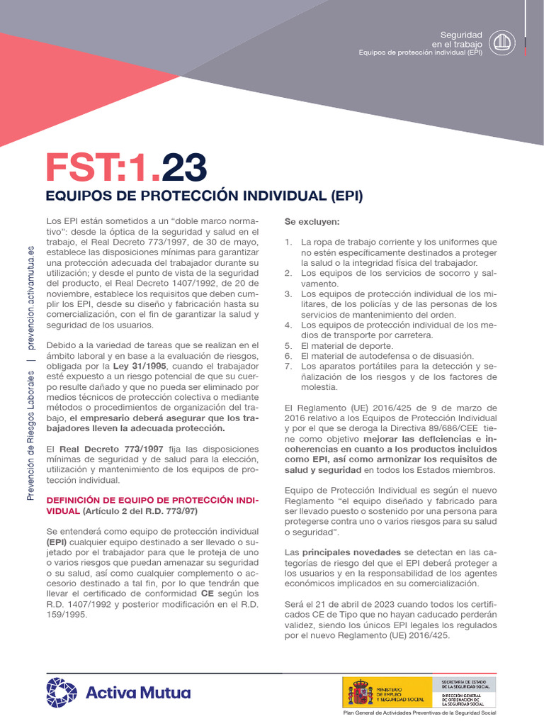 FST 1.23 Cast | PDF | Equipo de protección personal
