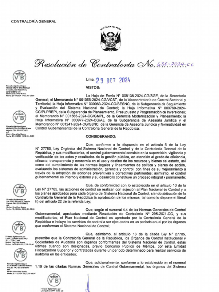 6120598-Resolucion-De-Contraloria-N-636-2024-Cg 1 | PDF | Auditoría | Business