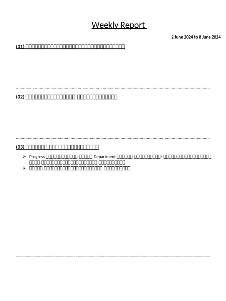 Site Weekly Report Format | PDF
