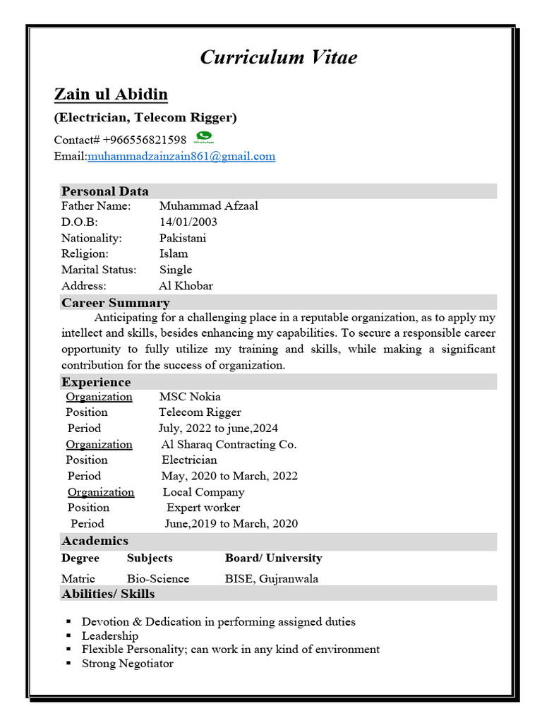 Zain Ul Abidin | PDF | Career & Growth