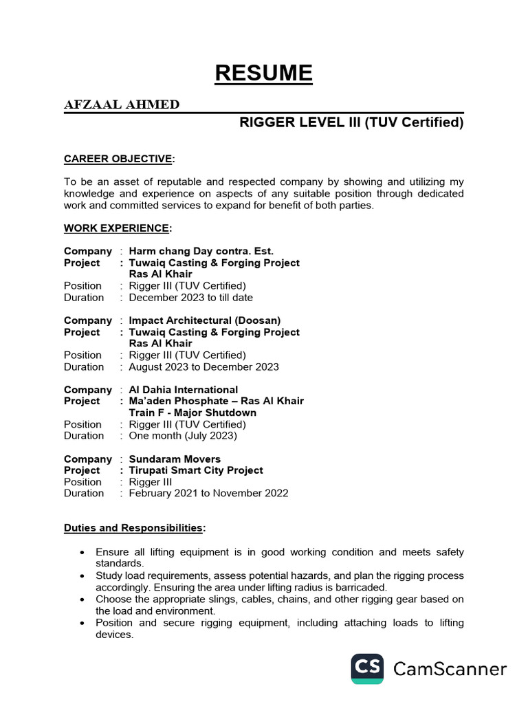 Afzaal Rigger III CV | PDF | Business | Computers