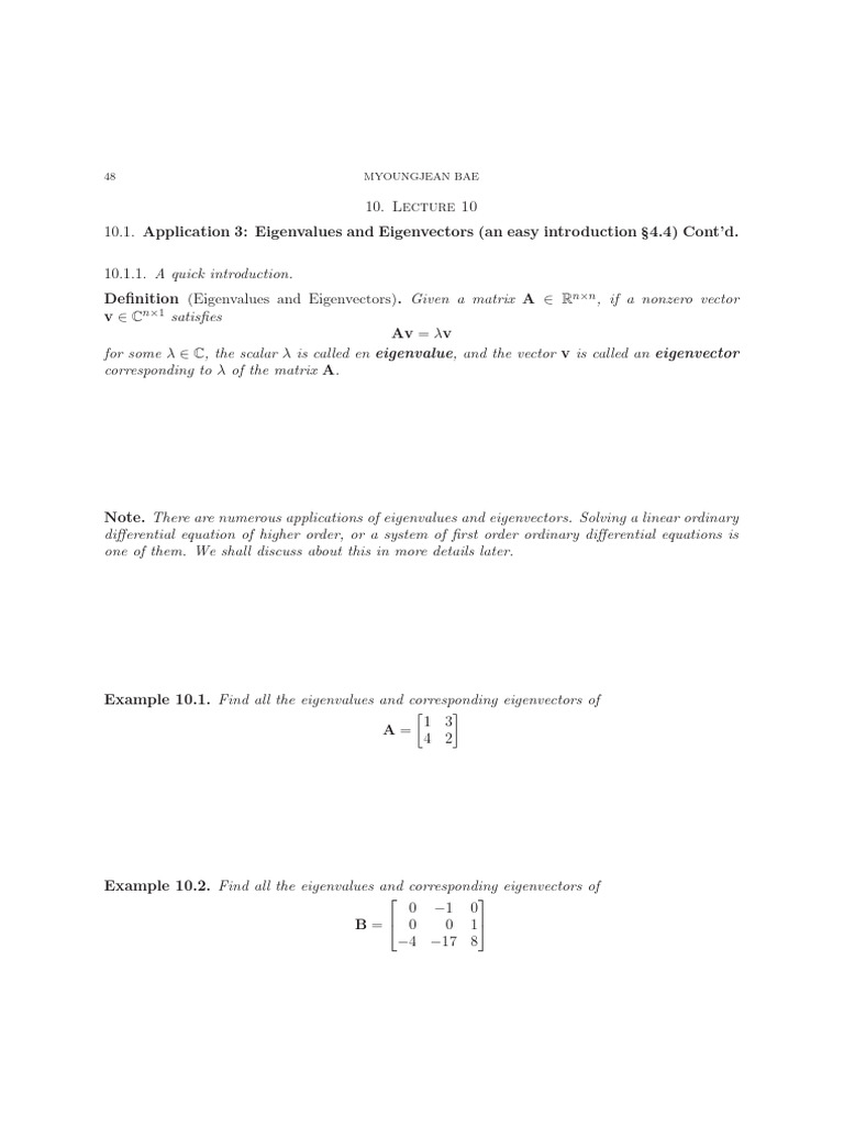 Lecture 10_2024Fall (2) | PDF | Eigenvalues And Eigenvectors | Numerical Analysis