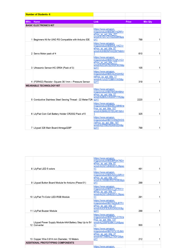 Wearable Tech Module - Sheet1 | PDF | Arduino | Manufactured Goods