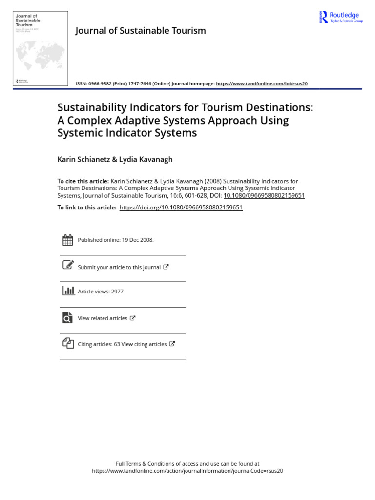 12-3 Sustainability Indicators For Tourism Destinations A Complex ...