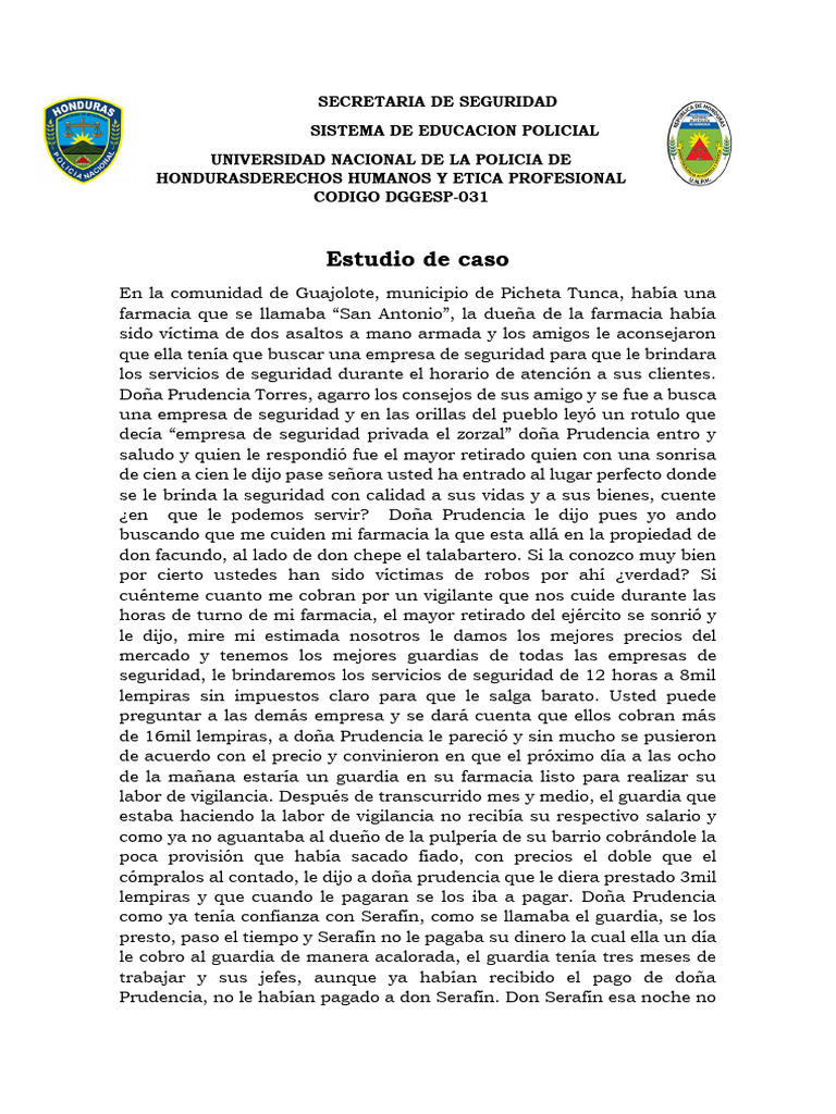 Caso Nº1 Etica y Ddhh. y Preguntas | PDF | Ciencias sociales | Novela negra, policíaca y suspenso