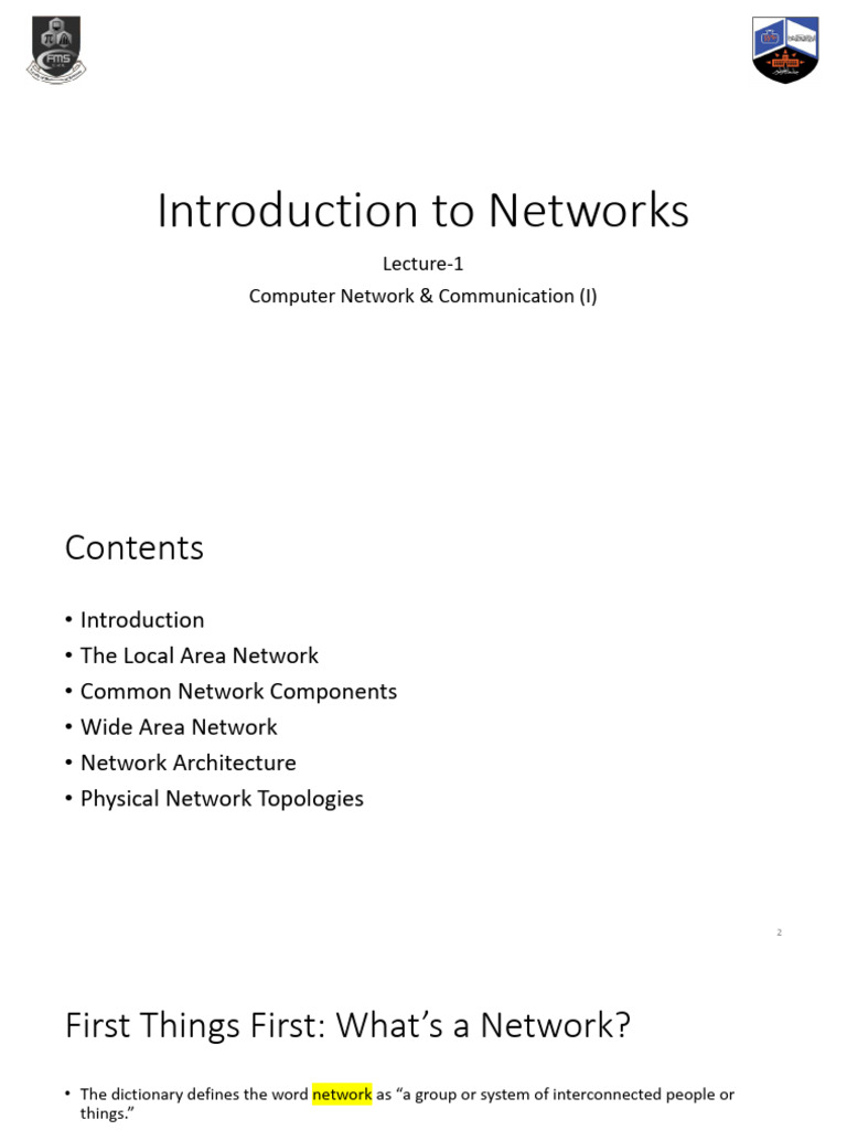 Lecture-1-Introduction To Networks | PDF | Computer Network | Network Topology
