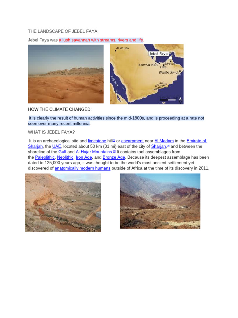 The Landscape of Jebel Faya | PDF | Social Science