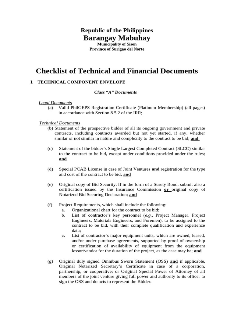 Technical and Financial Bid Checklist | PDF | Lease | Joint Venture