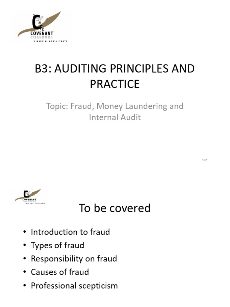 Fraud, Money Laundering and Internal Audit Handout | PDF | Audit | Money Laundering