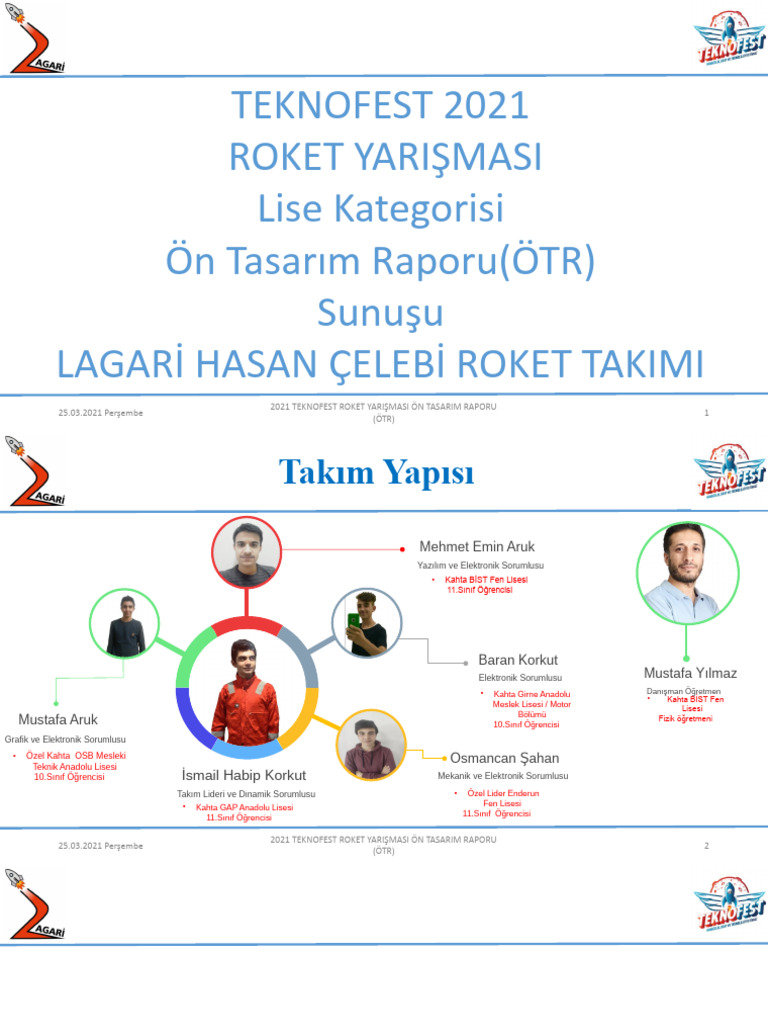 Lagari Hasan Çelebi Roket Takımı Ön Tasarım Raporu | PDF