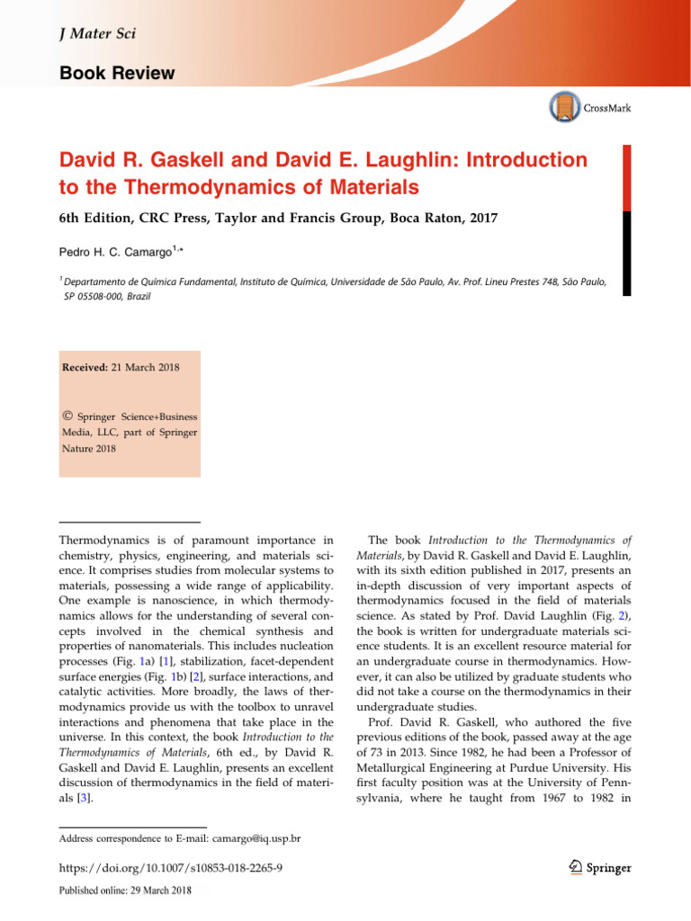 David R Gaskell and David E Laughlin Int | PDF | Chemical Equilibrium ...
