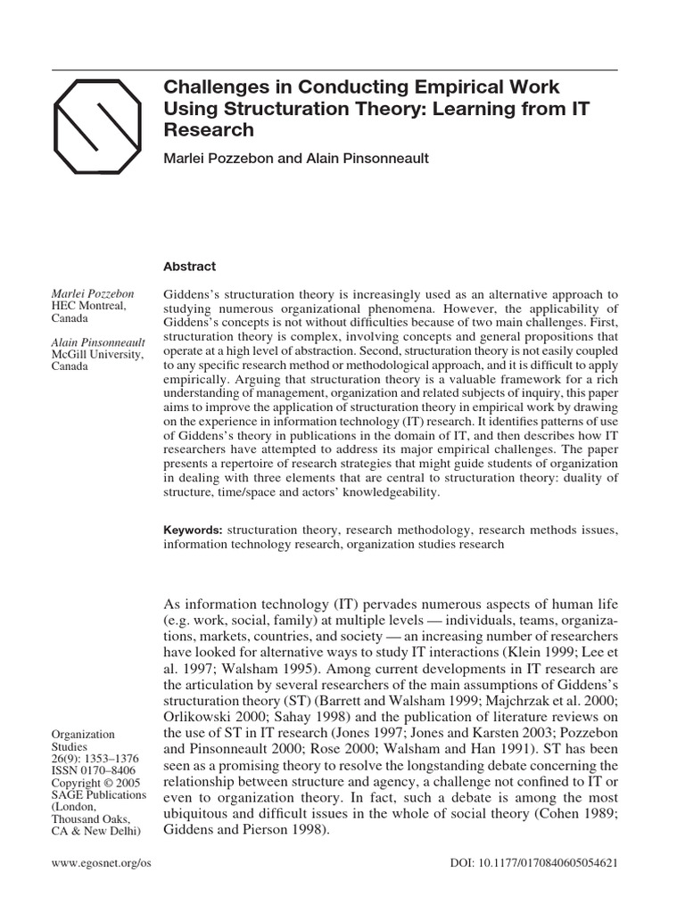 Pozzebon - challenges in conducting empirical work using structuration ...