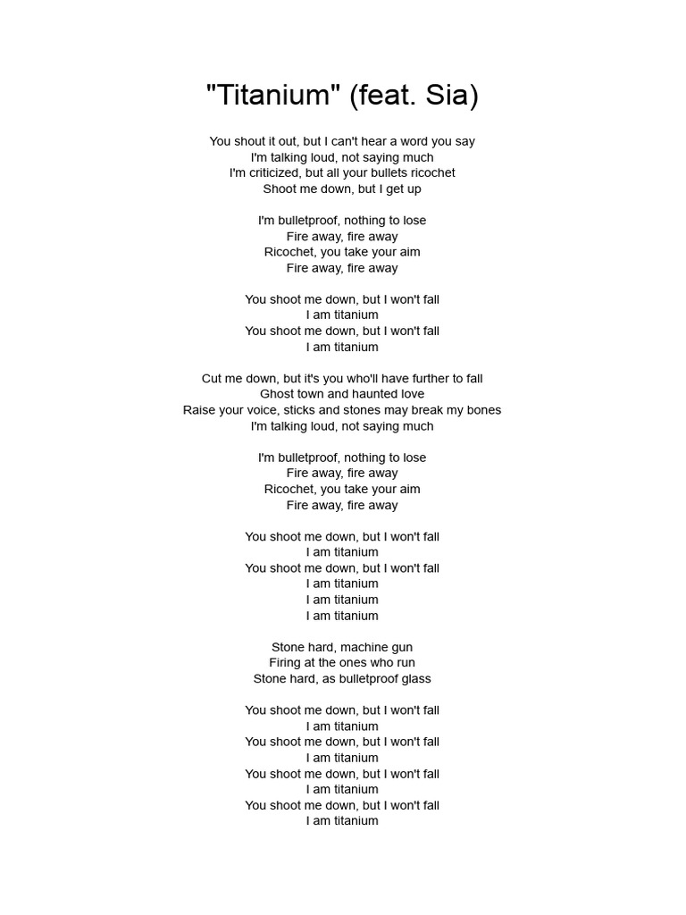 Titanium Lyrics Analysis | PDF