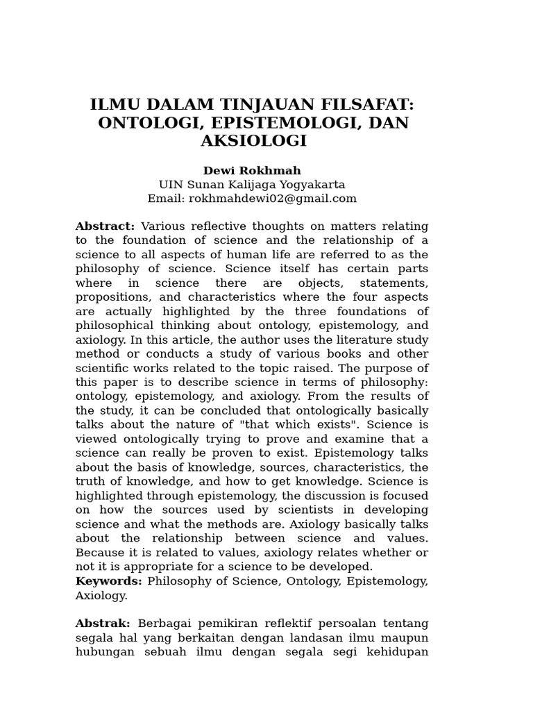 Ontologi Filsafat Ilmu | PDF