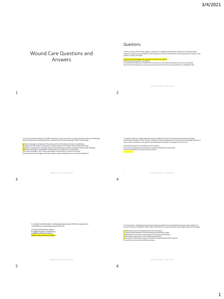 Wound Care Questions and Answers | PDF | Wound | Wound Healing