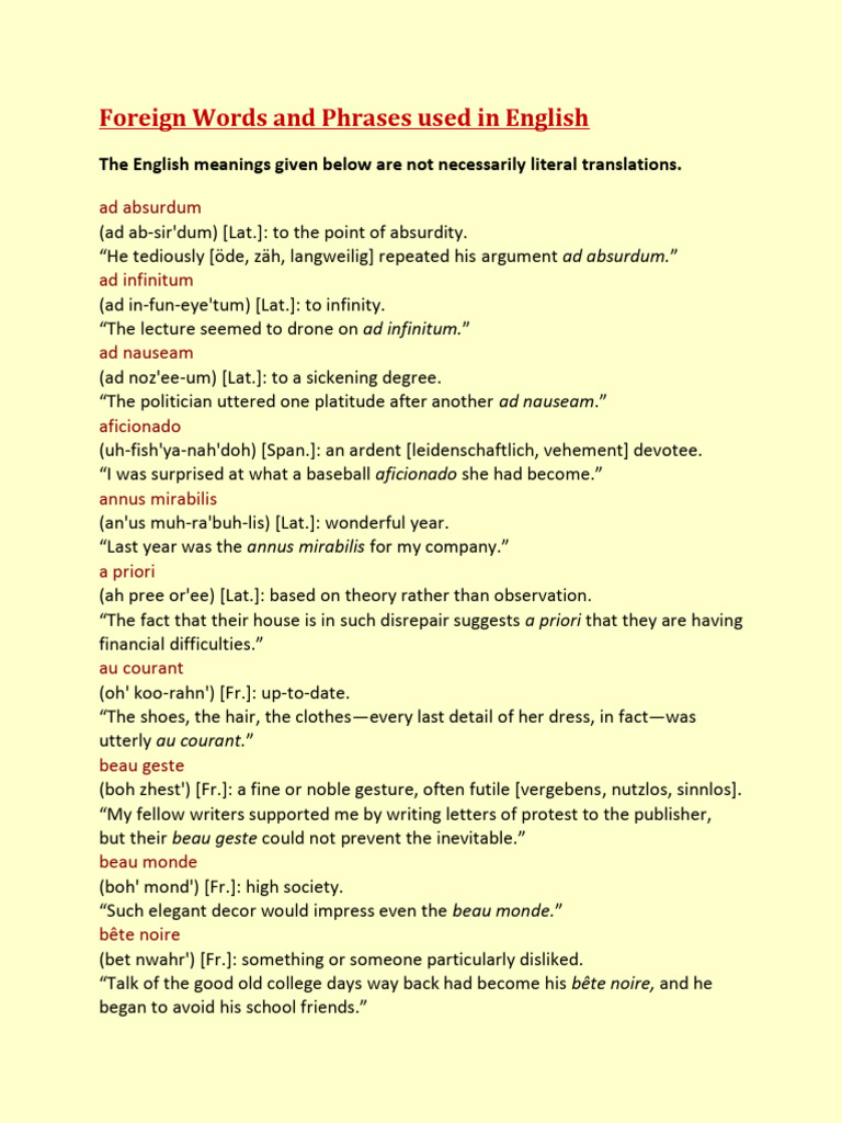 Foreign Words and Phrases | PDF | Art | History