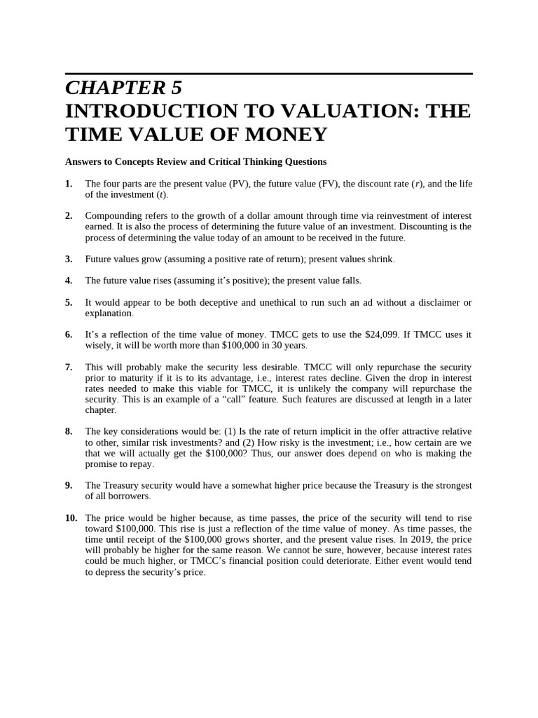 CHAPTER 5-HW-해답 | PDF | Time Value Of Money | Present Value
