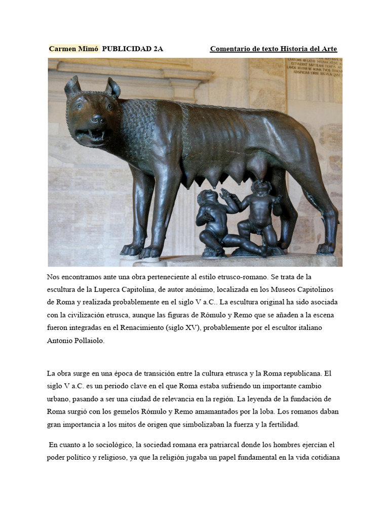 Comentario de Texto Carmen Mimó | PDF | Escultura | imperio Romano