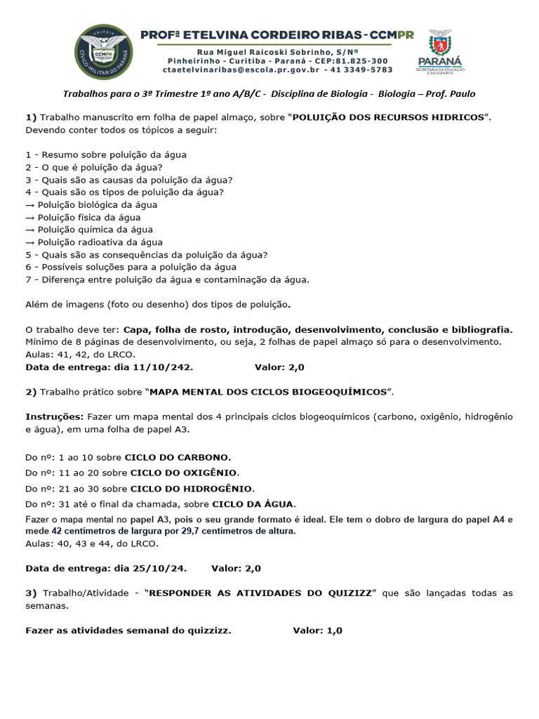 Roteiro de Trab. 3º Trimestre 2024 ABC | PDF