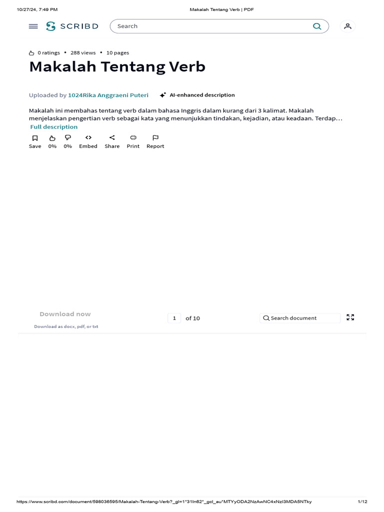 Makalah Tentang Verb - PDF | PDF | Scribd | World Wide Web