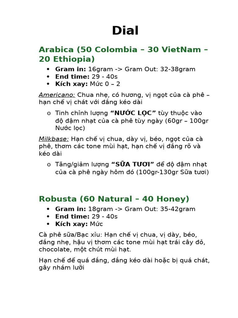 Văn Bản Dial Cà Phê | PDF