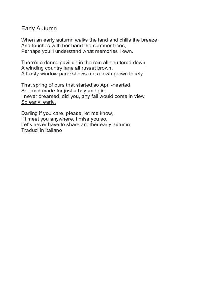 Early Autumn | PDF | Poetry