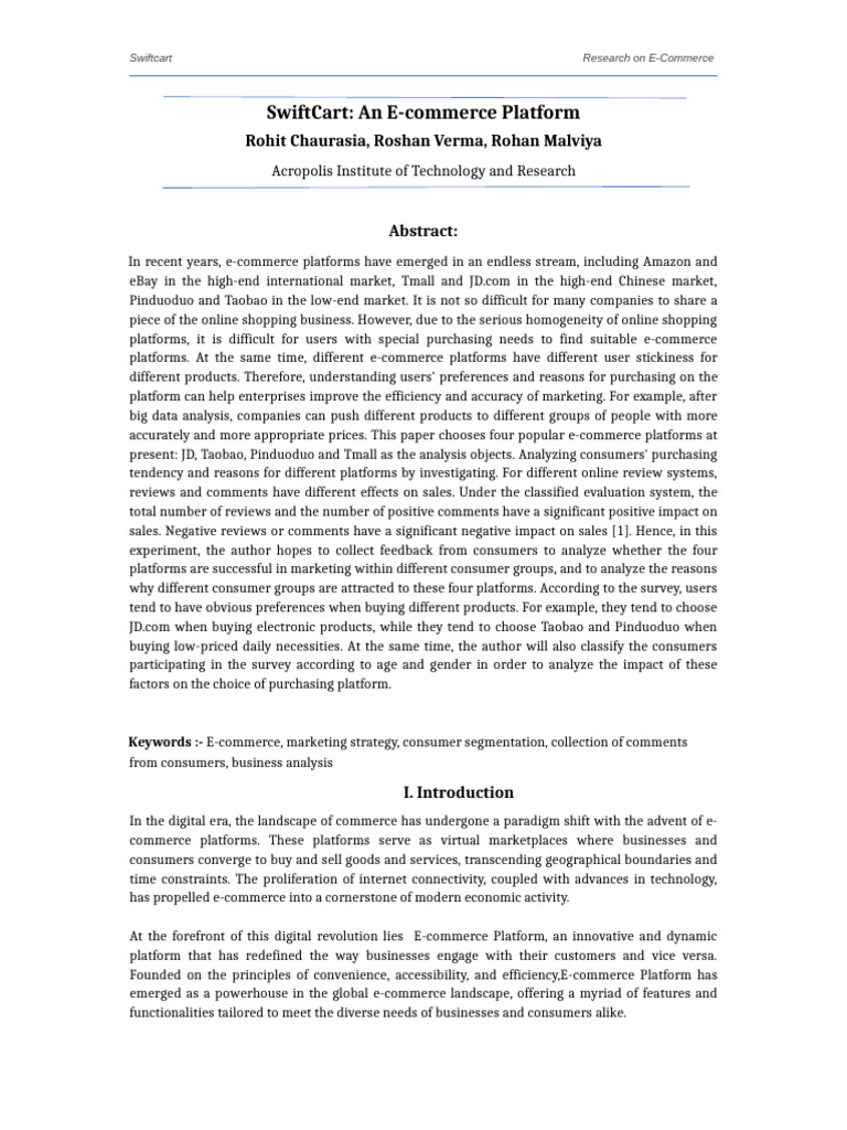 research paper(e commerce) | PDF | Usability | E Commerce