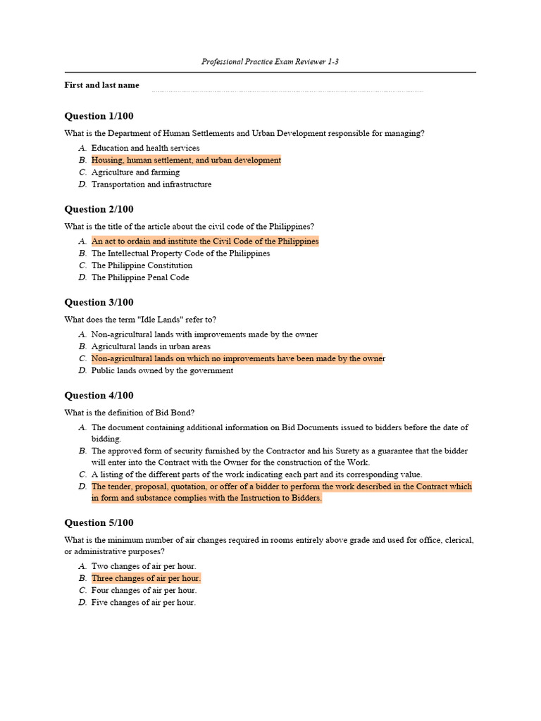 Professional-Practice-Exam-Reviewer-1-3-questions with answers | PDF ...