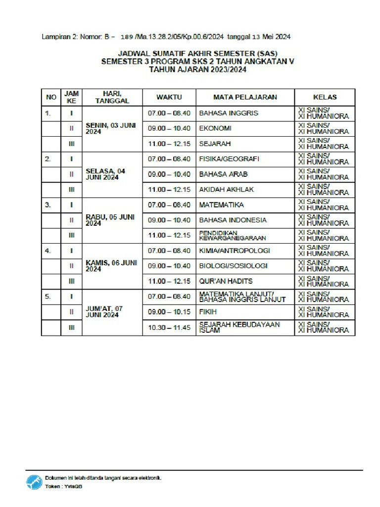 Jadwal SAS SKS Sem 3 | PDF