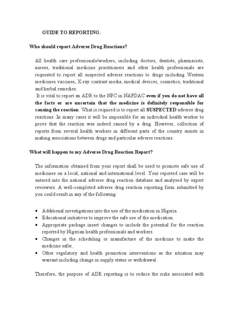 8.guide To Adr Reporting | PDF | Health Professional | Adverse Effect