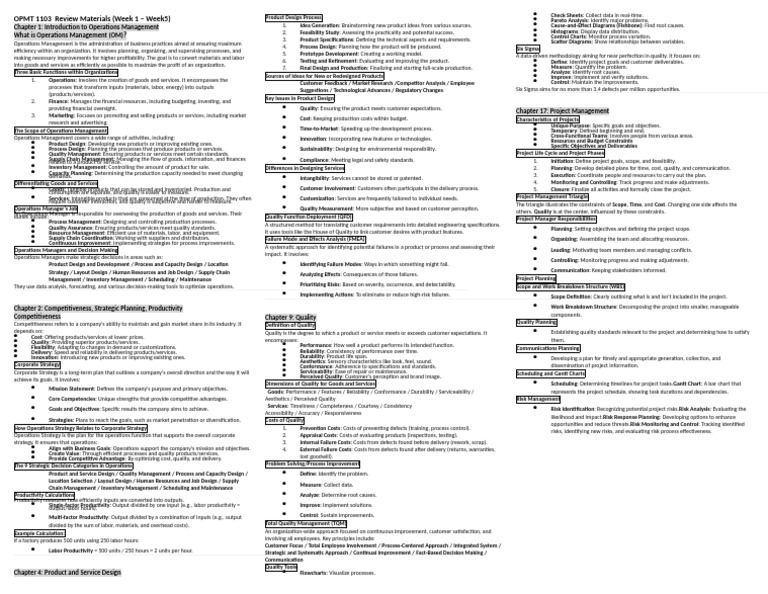 Operations (W1 - W5) Materials | PDF | Product (Business) | Quality (Business)