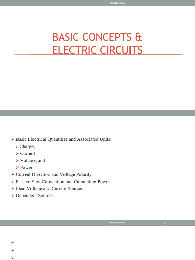 Basic Concepts (Lec-3) | PDF | Electrical Resistance And Conductance | Electrical Network