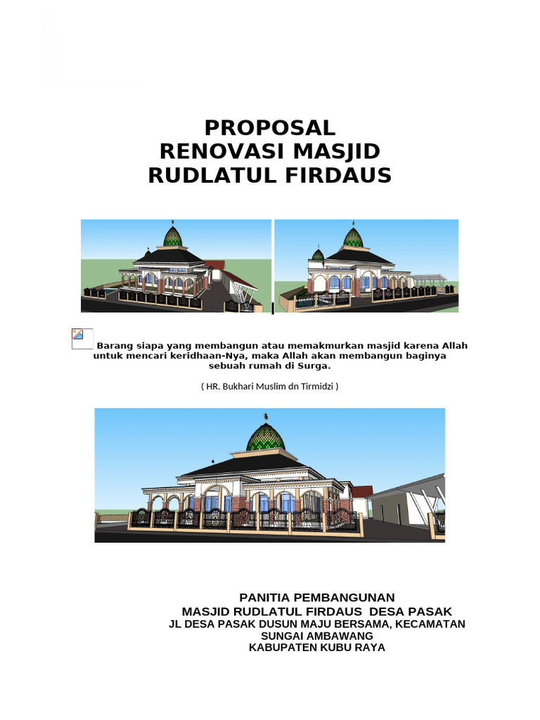 Proposal Masjid Raudlatul Firdaus | PDF