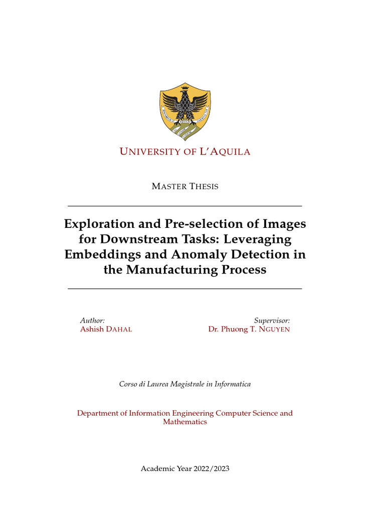 Thesis Anomaly Detection In Manufacturing Pdf Applied Mathematics