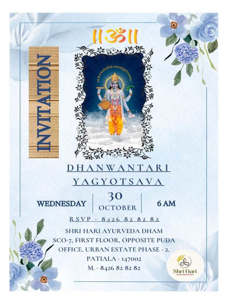 Invitation Dhanwantari Yagya | PDF